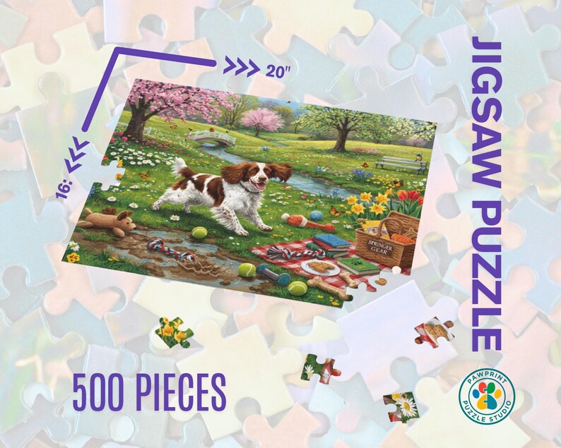 English Springer Spaniel Puzzle | Spring Garden Dog Jigsaw | Gift for ...