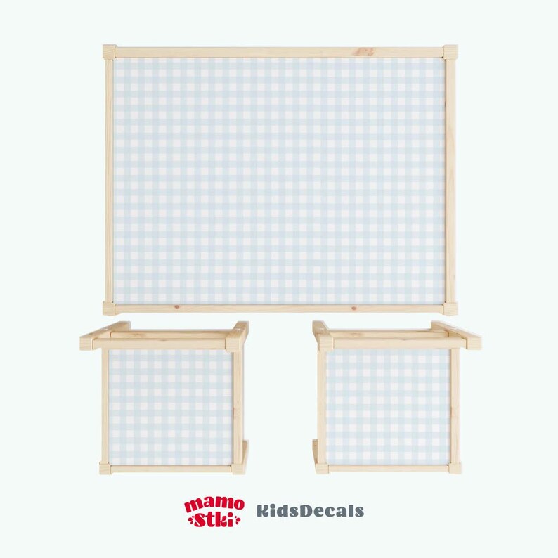Blue Gingham Grid Sticker Vinyl Decals for Table and Chairs / Boy ...