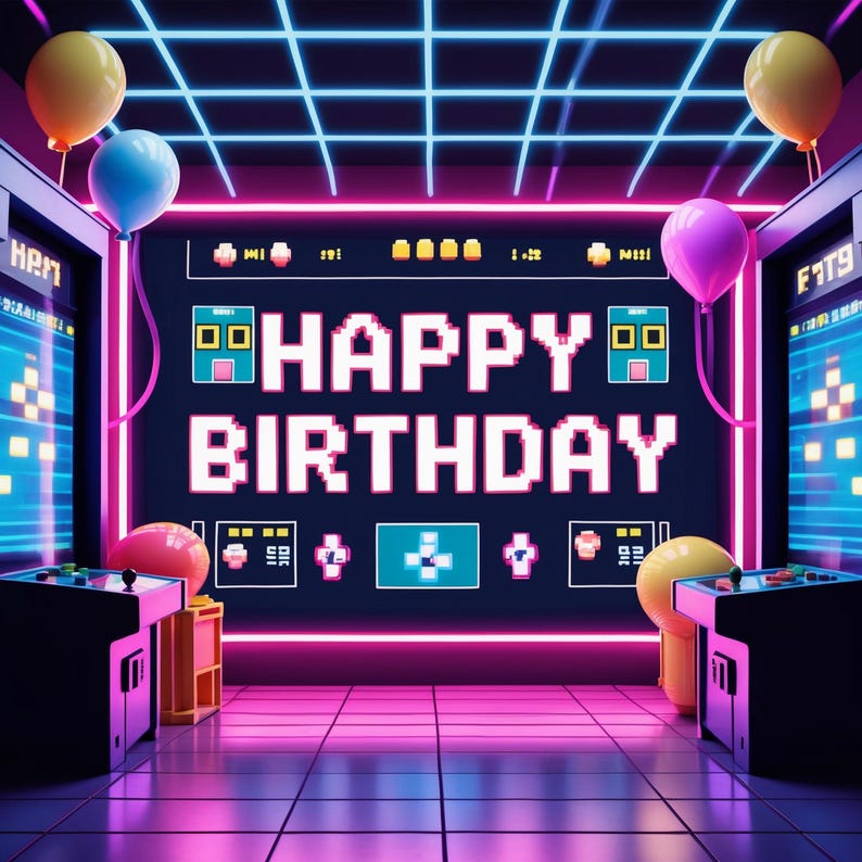 Retro Arcade Birthday Fun – Digital Download - Etsy
