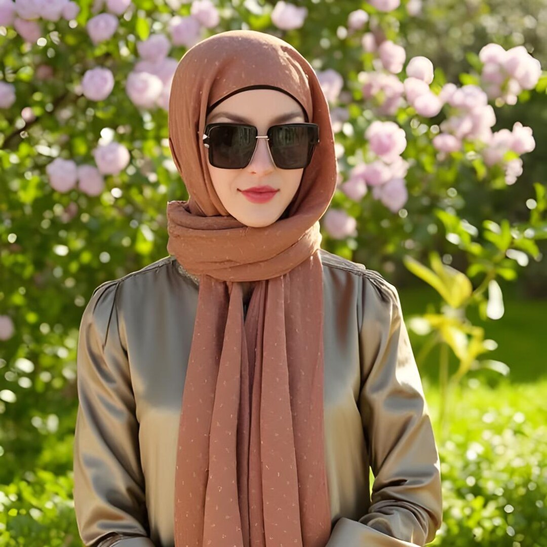 Instant Bubble Chiffon Hijab With Attached Bonnet & Strings to Tie Back ...