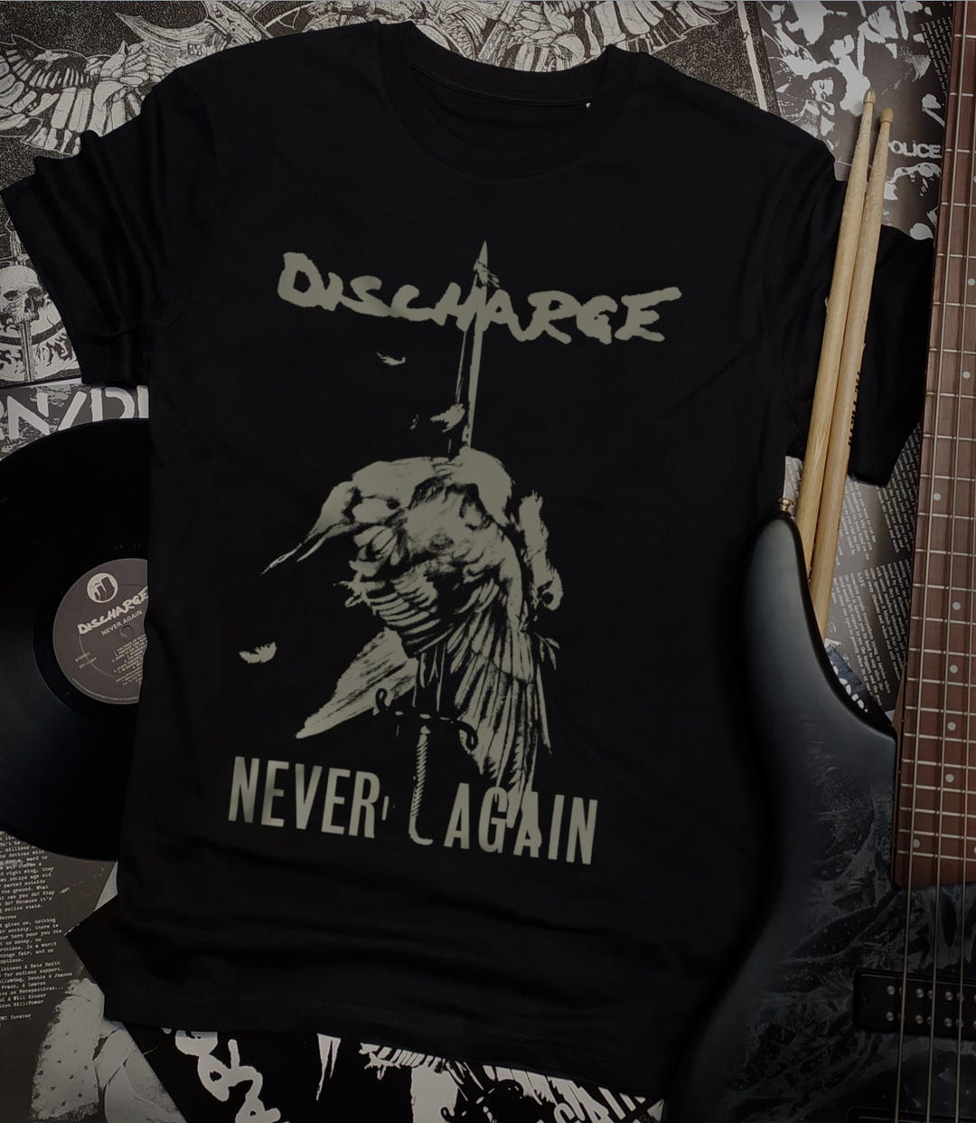 Discharge 'never Again' T-shirt ~ Organic Cotton Crust Punk Tee - Etsy