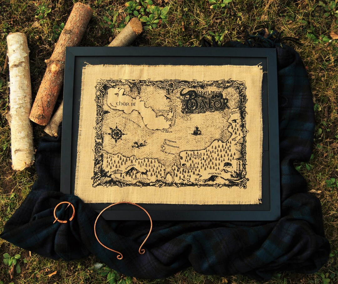 Realm of Balor Map Jute Print celtic Print/celtic Art/knotwork/pagan ...