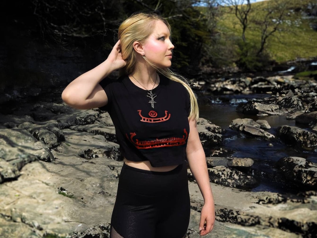 Organic Crop Top ~ Nordic Petroglyph Viking Art - Etsy