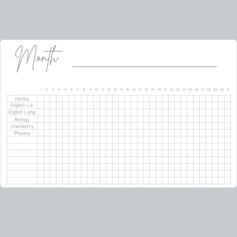 GCSE Revision Habit Tracker – A2 Wall Planner | 6 Month Study Schedule ...