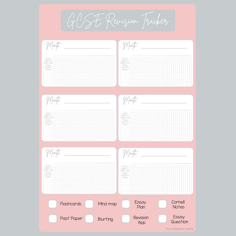 GCSE Revision Habit Tracker – A2 Wall Planner | 6 Month Study Schedule ...
