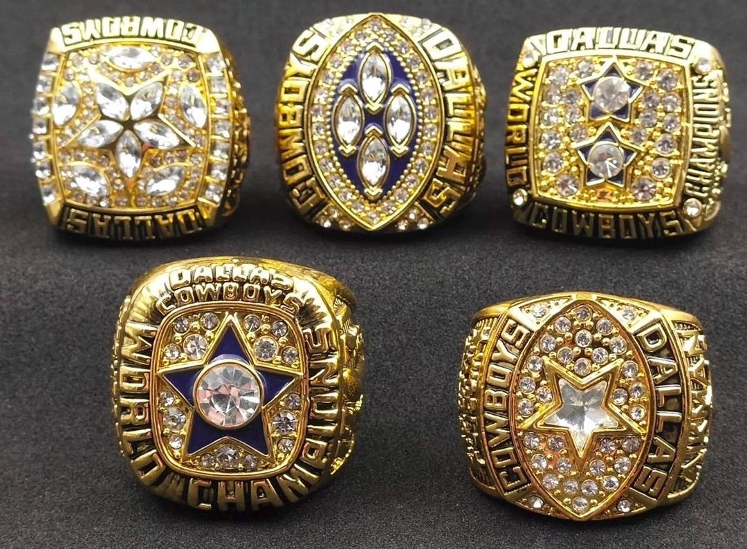 Dallas Cowboys Championship Rings Set ,gold Color / 1971,1977,1992,1993 ...