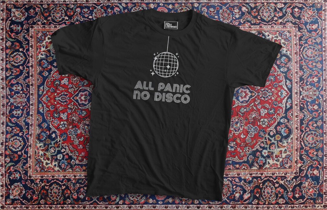 All Panic No Disco Tee | Silver Glitter Vinyl T-shirt | Funny Retro ...