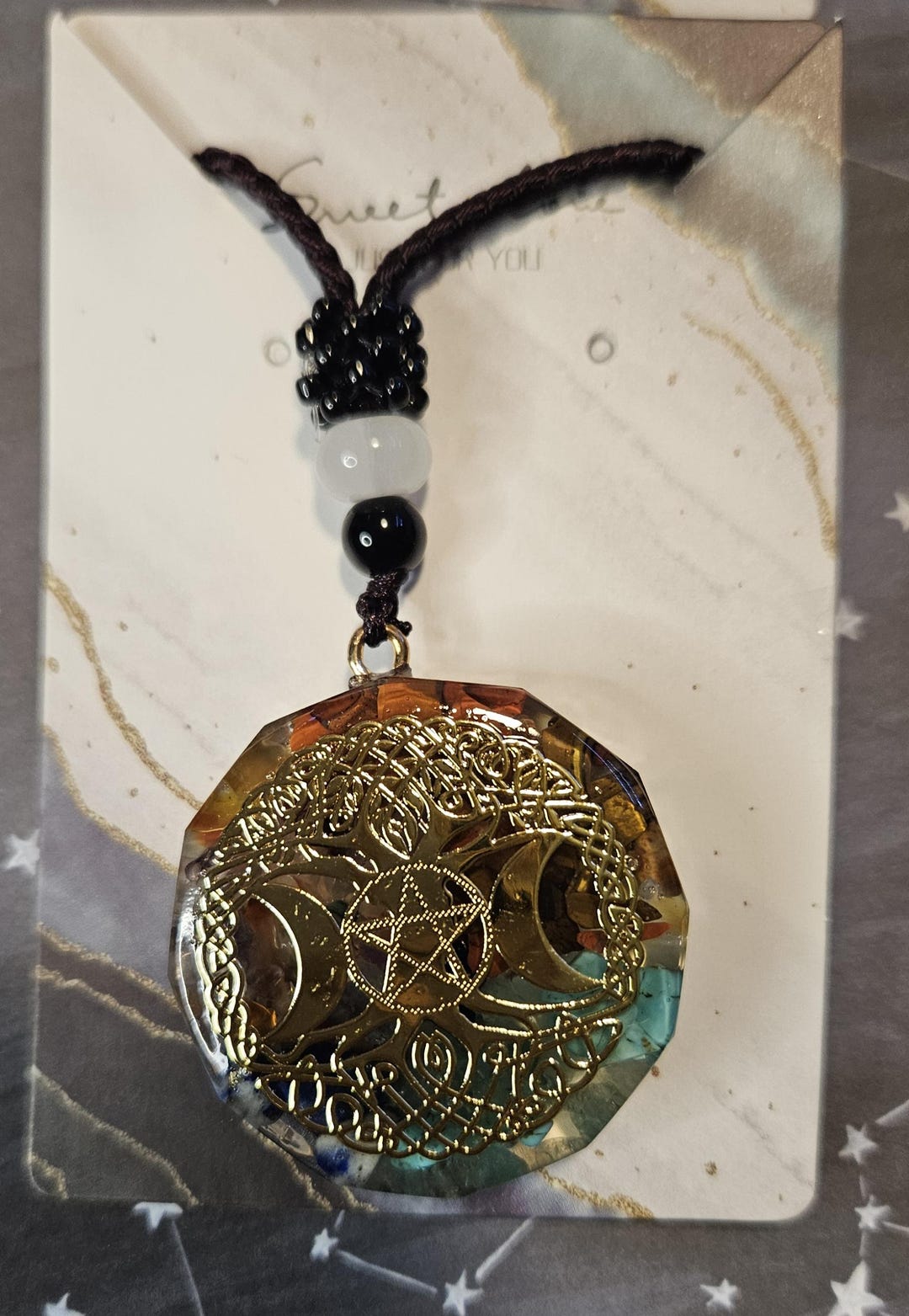 7 Chakra Crystal Organite Pendant - Etsy