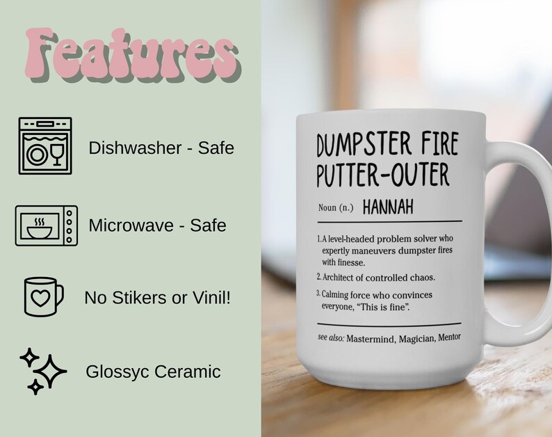 Funny Boss Gift Dumpster Fire Putter-outer Mug, Gift for Coworker ...