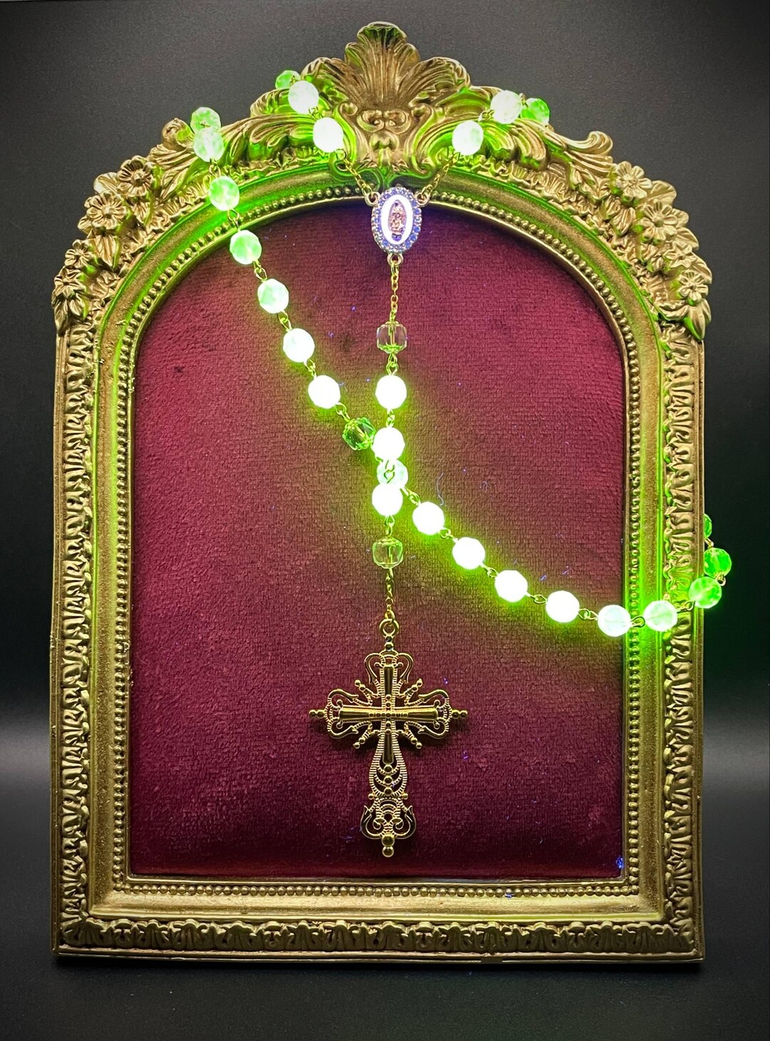 Gothic (rose Gold) Rosary From Uranium Glass | Pink Religious Vaseline ...