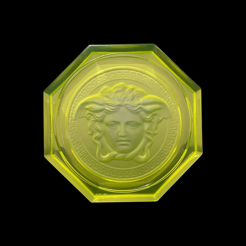 Versace Rosenthal Medusa Uranium Glass Coaster | Vaseline Glass ...