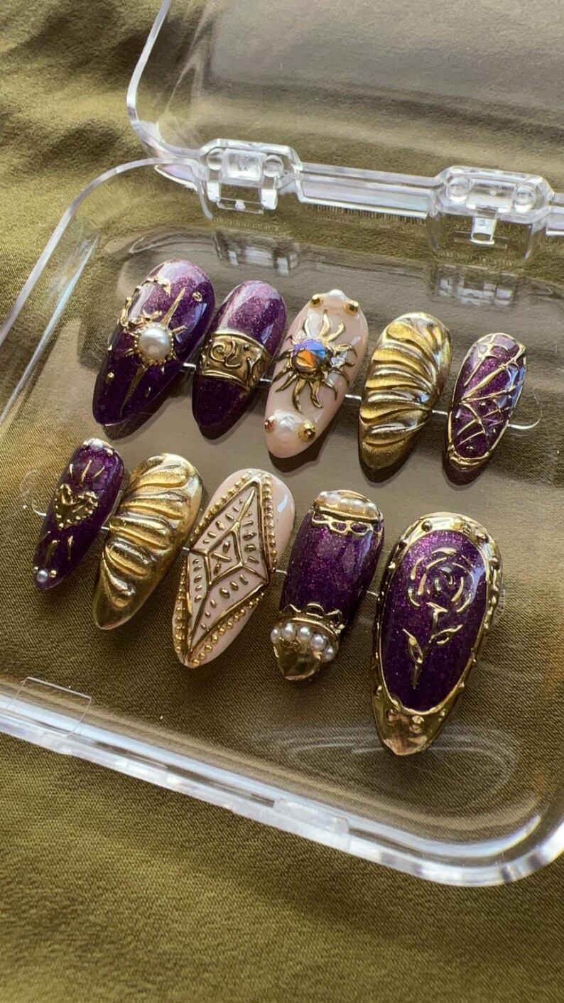 Purple Celestial Whimsigoth Press on Gel Nails - Etsy