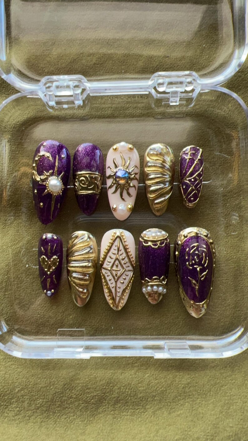 Purple Celestial Whimsigoth Press on Gel Nails - Etsy