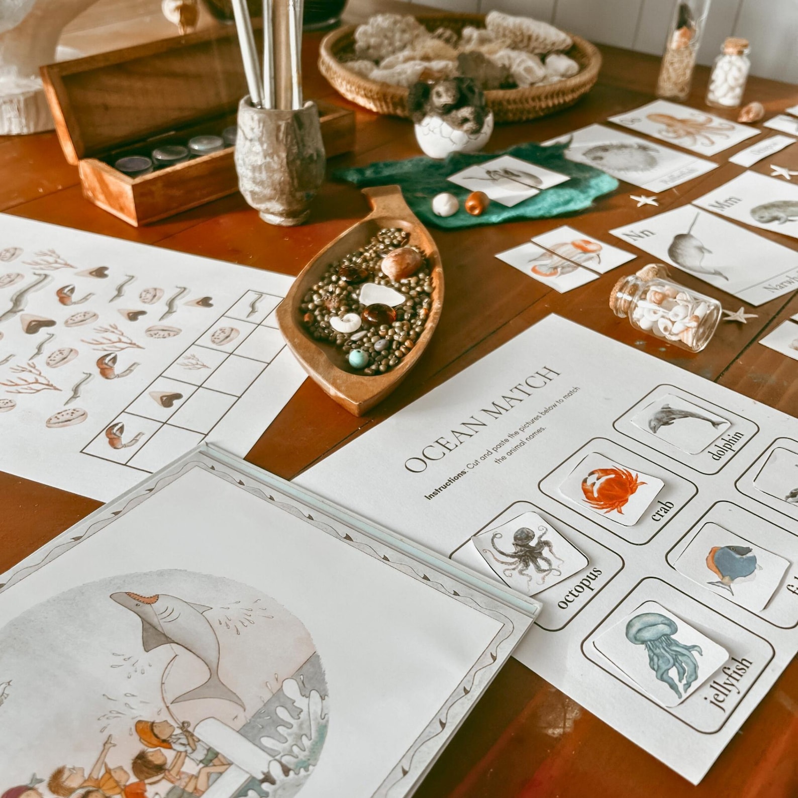 Ocean Animals Early Learning Bundle, Printable Worksheets Flashcards ...