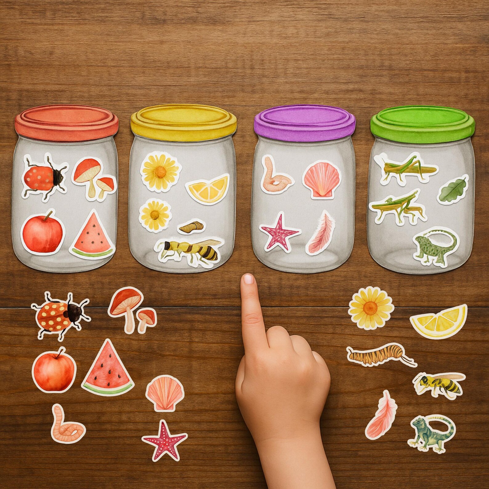 Colour Sorting Jars Early Learning Bundle, Insects Nature Printable ...