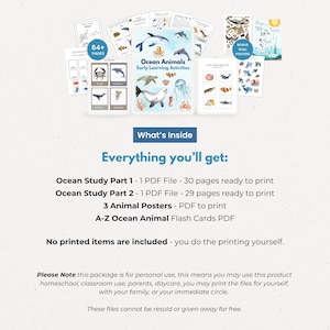 Ocean Animals Early Learning Bundle, Printable Worksheets Flashcards ...
