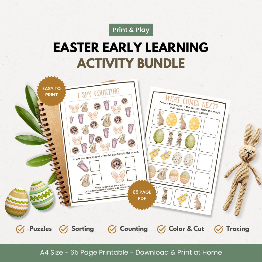 Easter Activity Pack for Kids, Printable Easter Worksheets, Homeschool ...