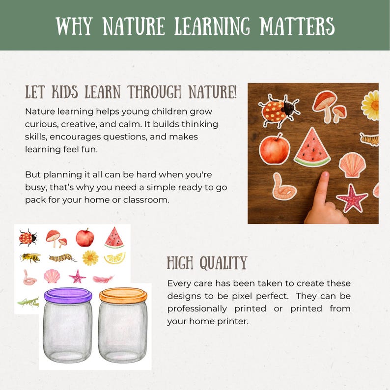 Colour Sorting Jars Early Learning Bundle, Insects Nature Printable ...