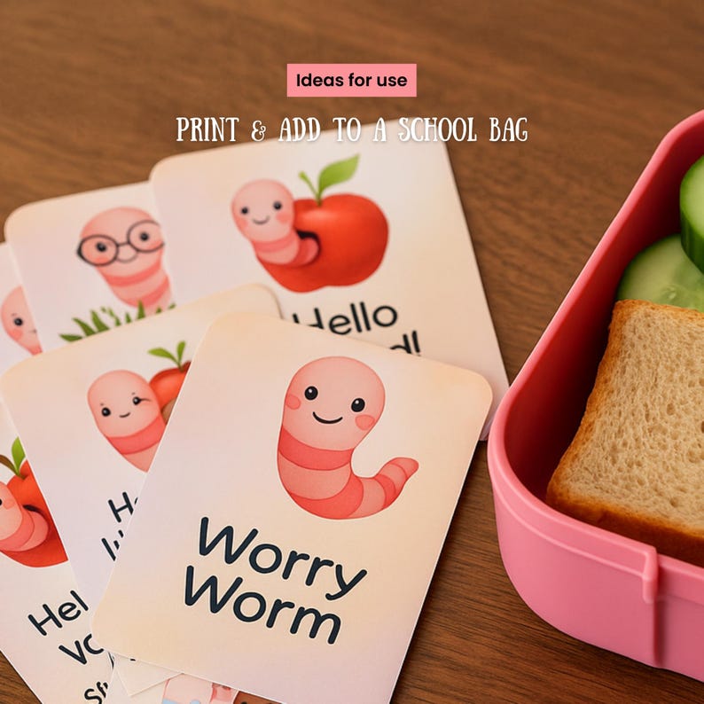 Worry Worm Cards Printable – Digital Download for DIY Craft | Instant ...