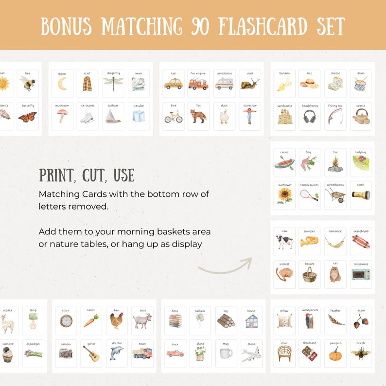 90 Clip Letter Flash Cards, Watercolor Theme Printable Letter Flashcard ...