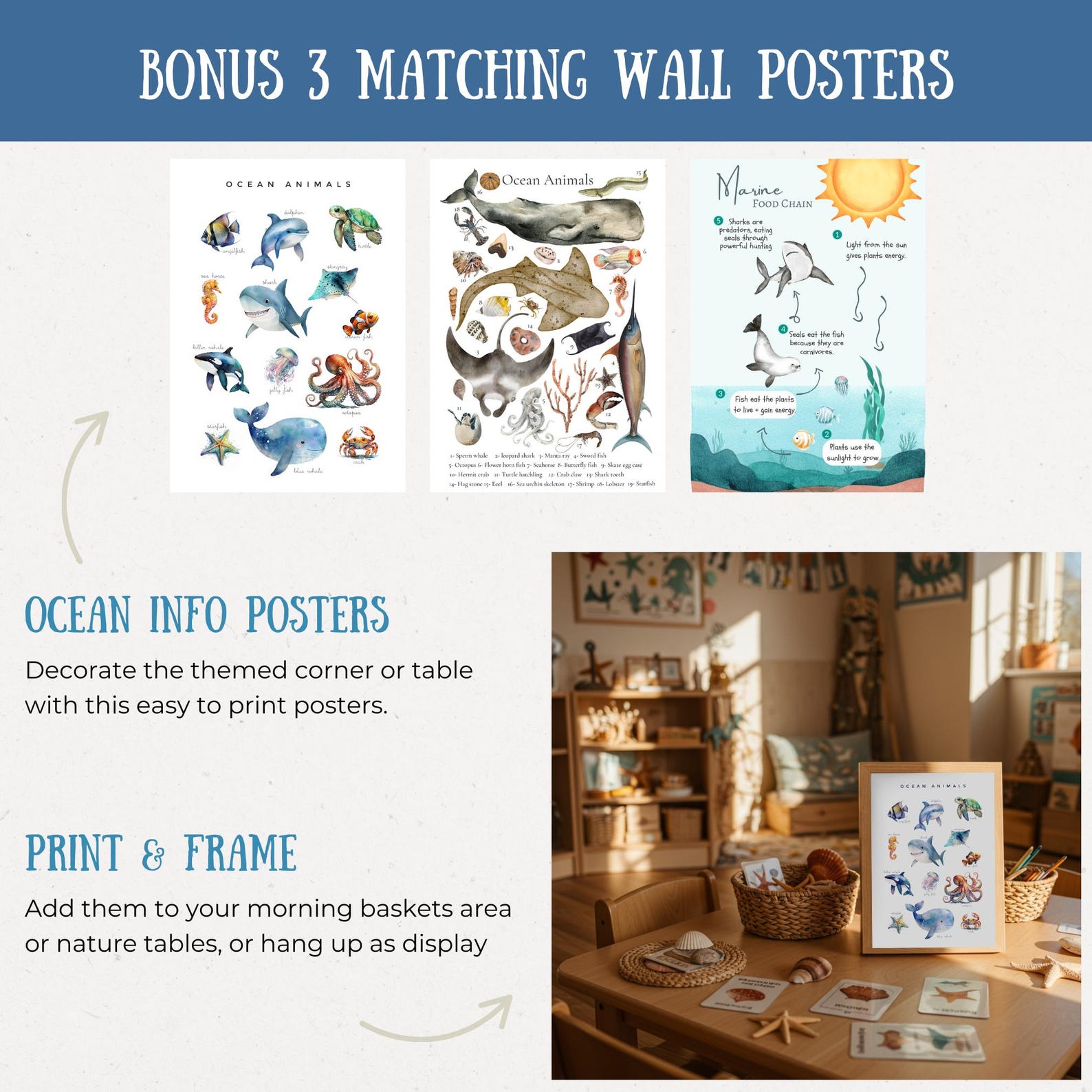 Ocean Animals Early Learning Bundle, Printable Worksheets Flashcards ...