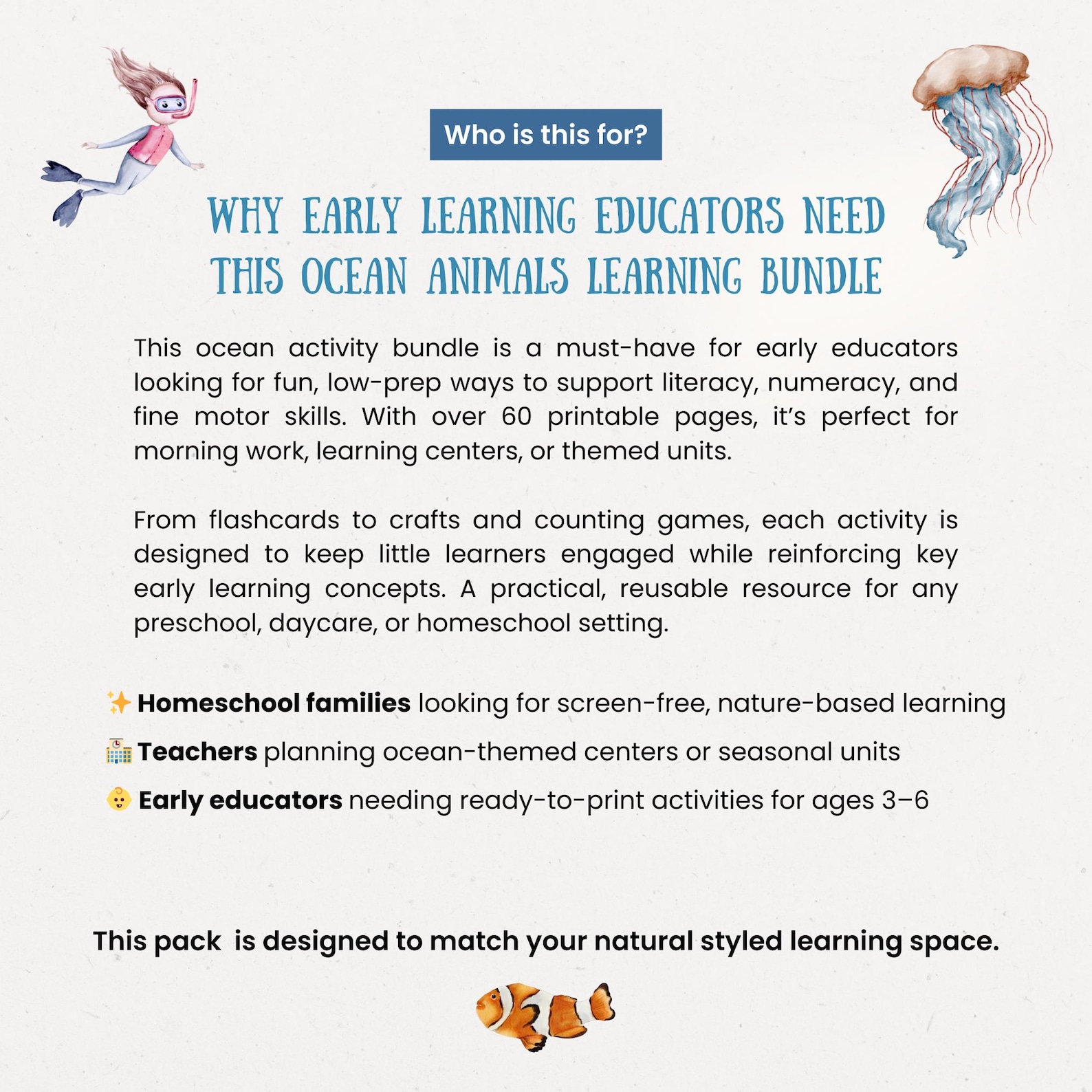 Ocean Animals Early Learning Bundle, Printable Worksheets Flashcards ...