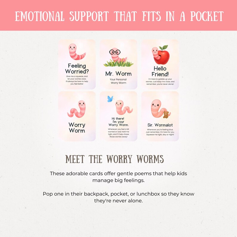 Worry Worm Cards Printable – Digital Download for DIY Craft | Instant ...