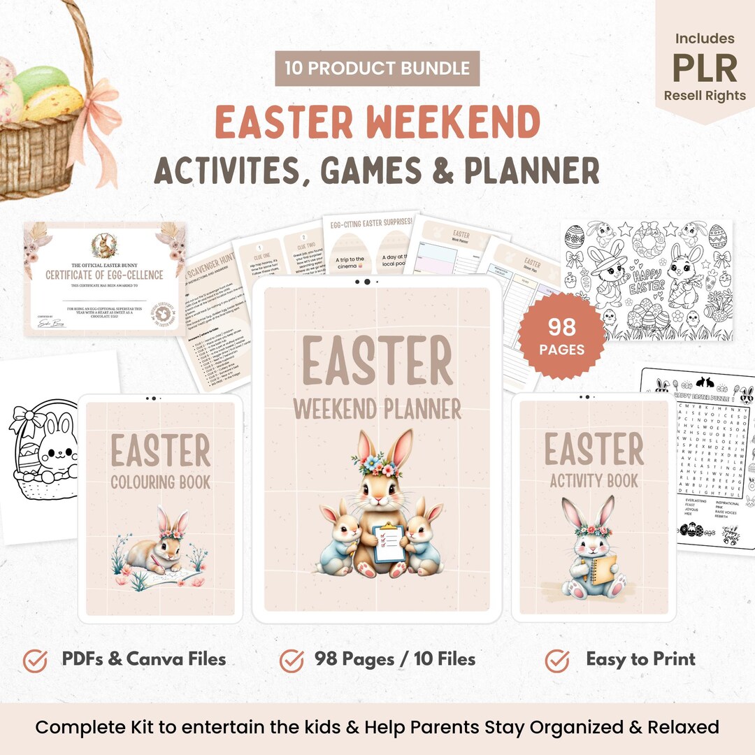 Easter Weekend Activity Bundle | Watercolor Design PLR | Kids Easter ...