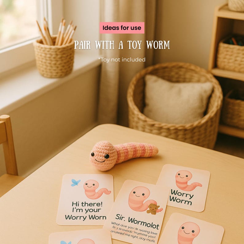 Worry Worm Cards Printable – Digital Download for DIY Craft | Instant ...