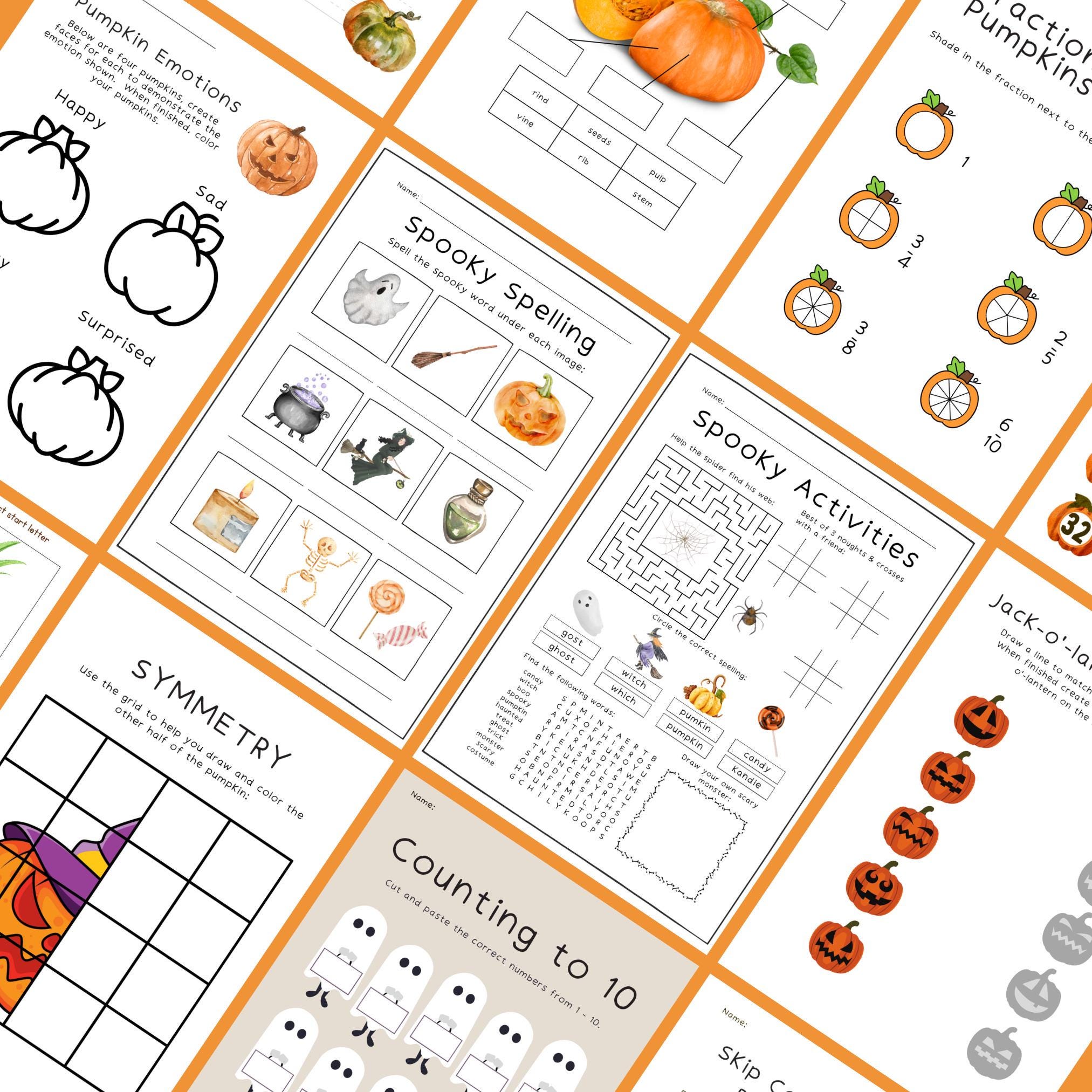 Halloween Activity Pack for Kids, A4, US Letter Printable Worksheets ...