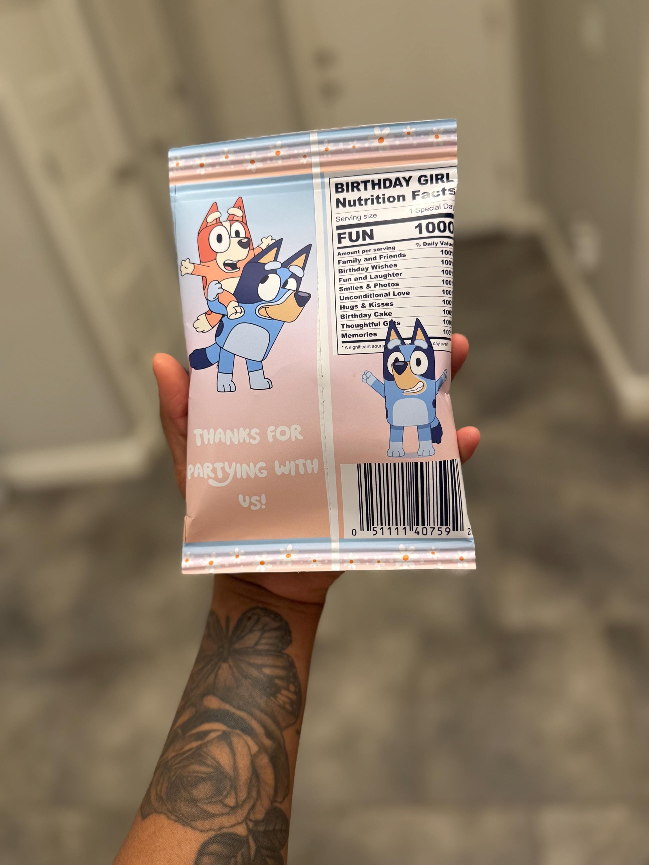 Editable Bluey Custom Chip Bag, Custom Party Favors, Chip Bag Template ...