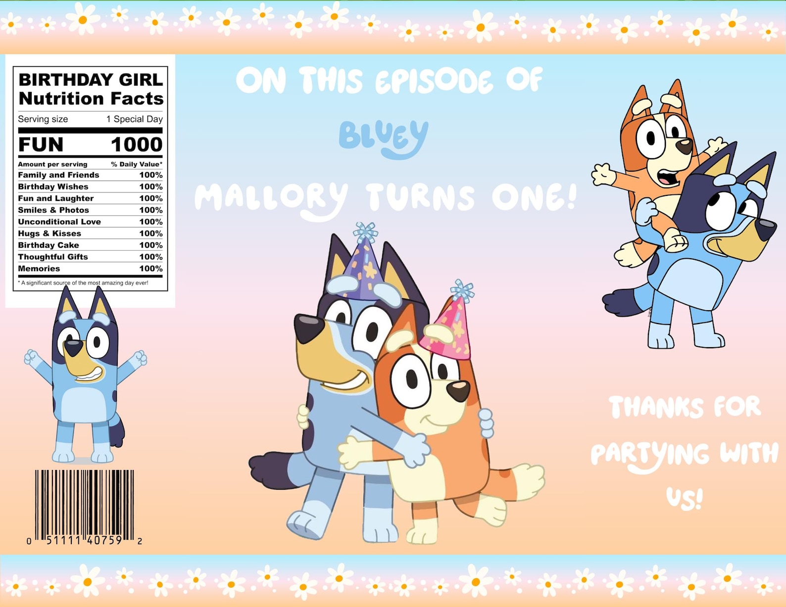 Editable Bluey Custom Chip Bag, Custom Party Favors, Chip Bag Template ...