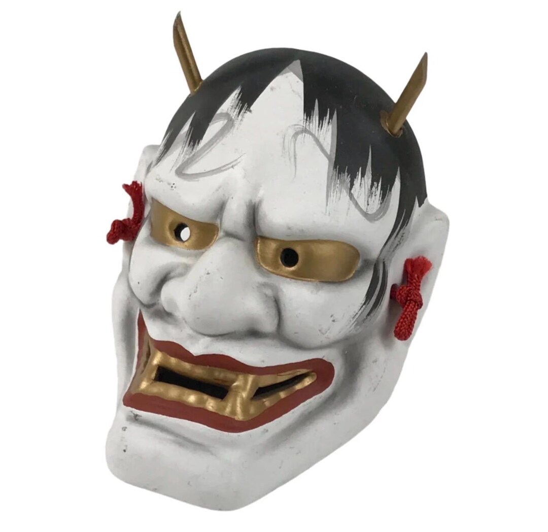 Japanese Ceramic Miniature Noh Mask Hannya Vintage Angry Demon Oni ...