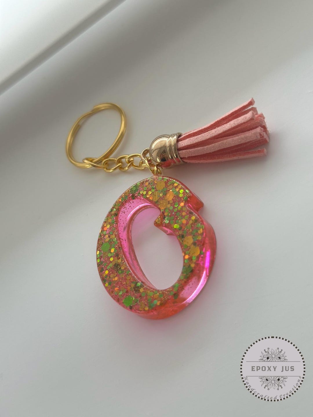 Resin Keychain Letter – Handmade Epoxy Keyring, Personalized Gift ...