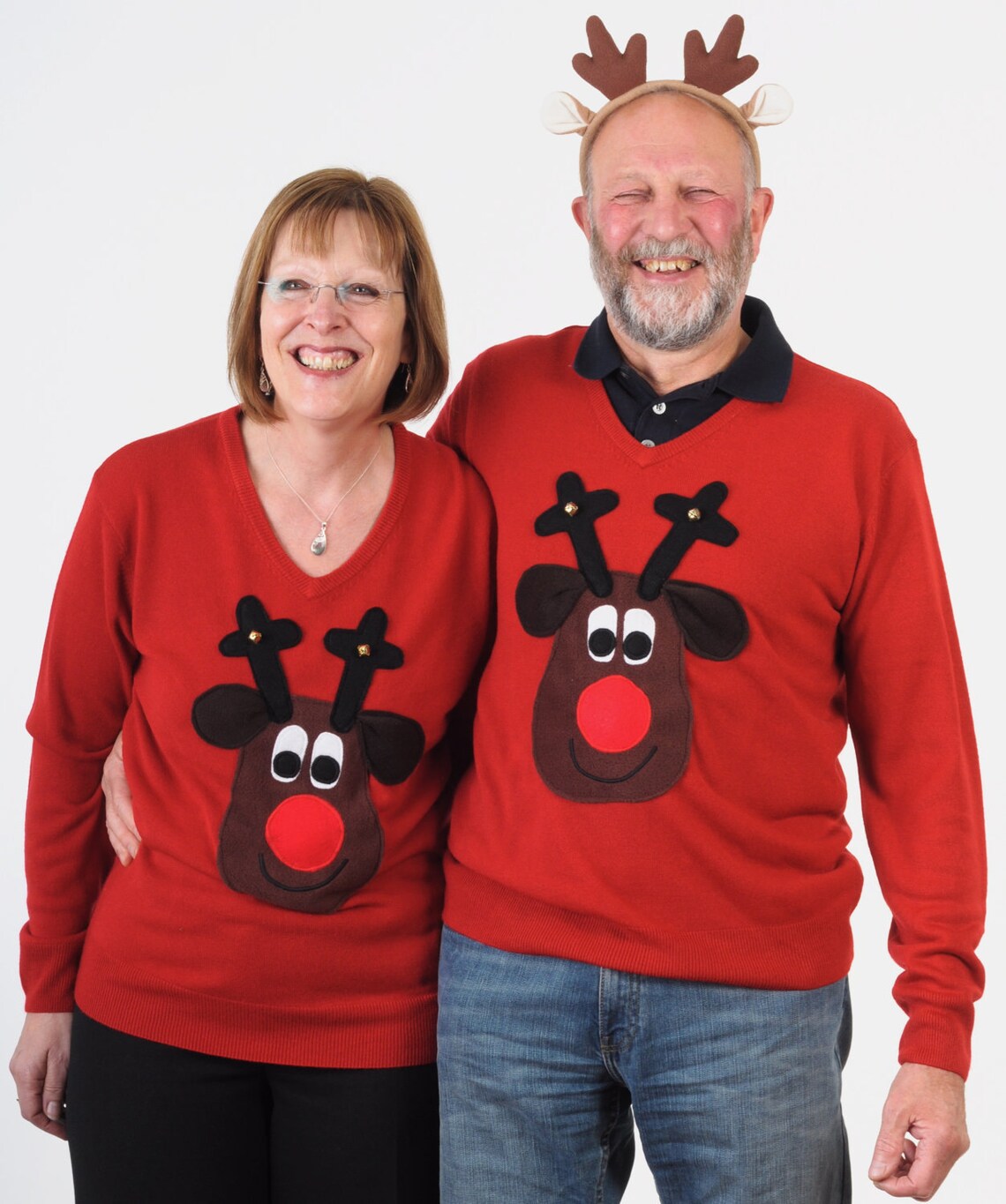 Rudolph Reindeer Brown Face Christmas Sweater With Squeaker Behind His ...