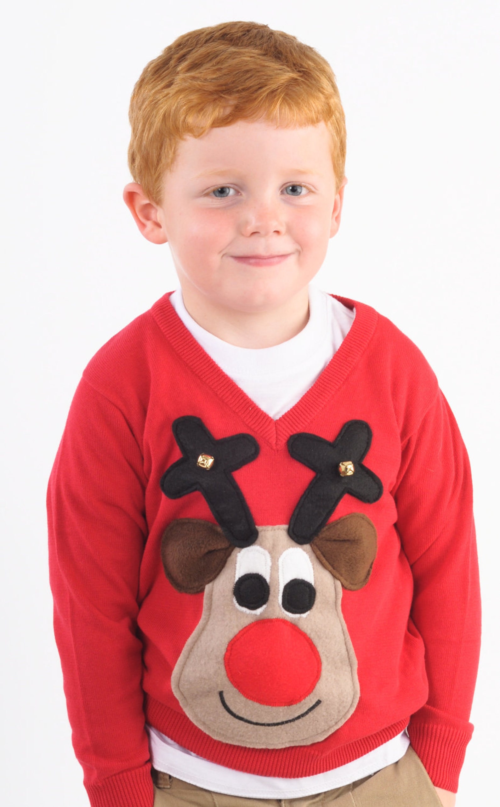 Kids Rudolph Reindeer Christmas Sweater With Squeaker and Bells - Etsy