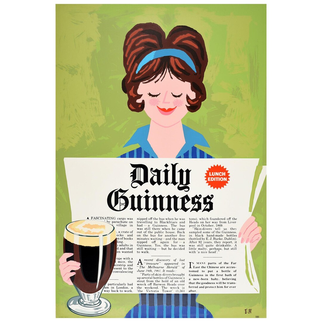 Digital "lady With Her Daily Guinness" Vintage Guinness Advertising ...