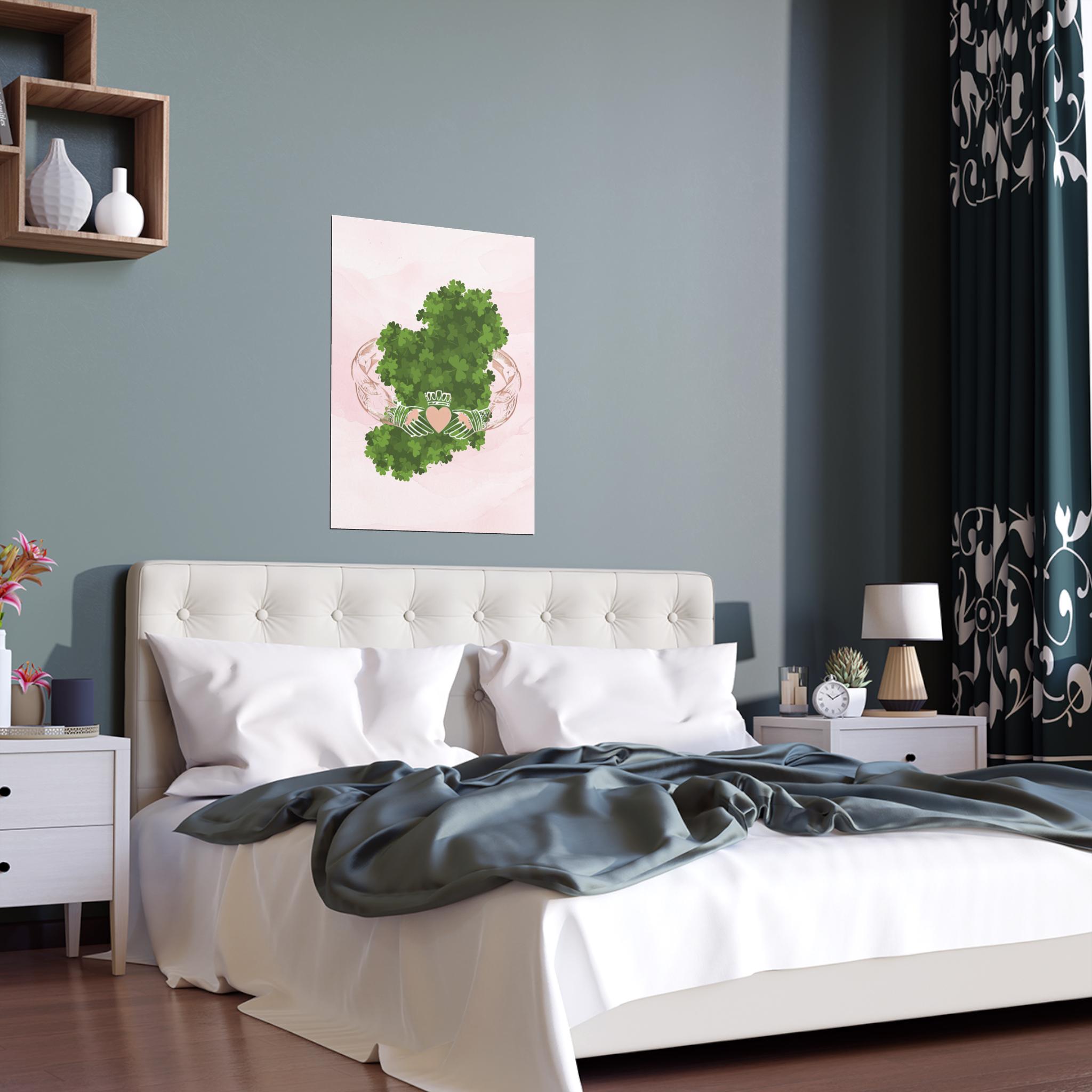Map of Ireland Wall Art With Pink Claddagh Ring -indoor/outdoor Decor ...