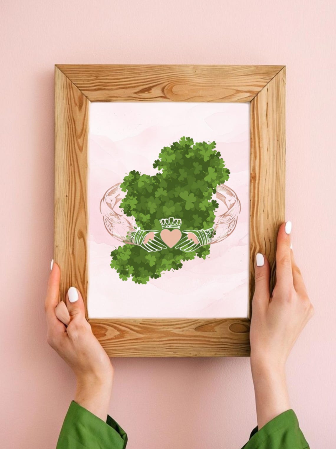 Map of Ireland Wall Art With Pink Claddagh Ring -indoor/outdoor Decor ...
