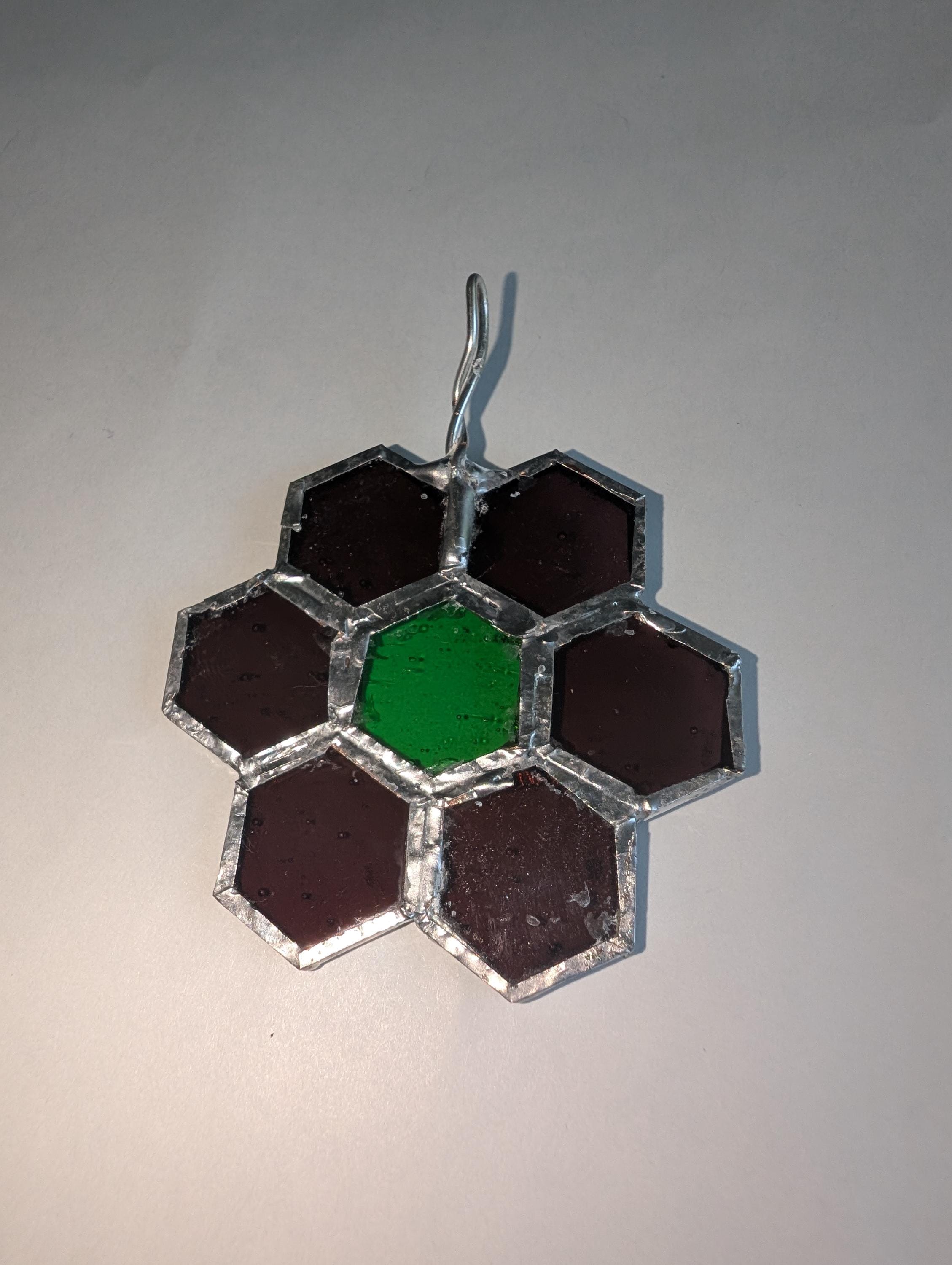 Small Stained Glass Flowers – Handmade Wall Hanging, Hexagon Glass ...