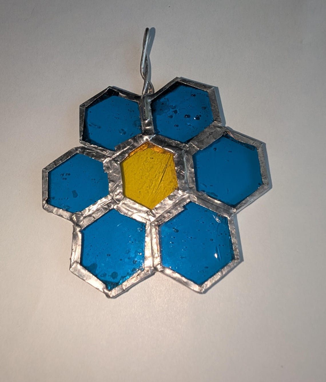 Small Stained Glass Flowers – Handmade Wall Hanging, Hexagon Glass ...