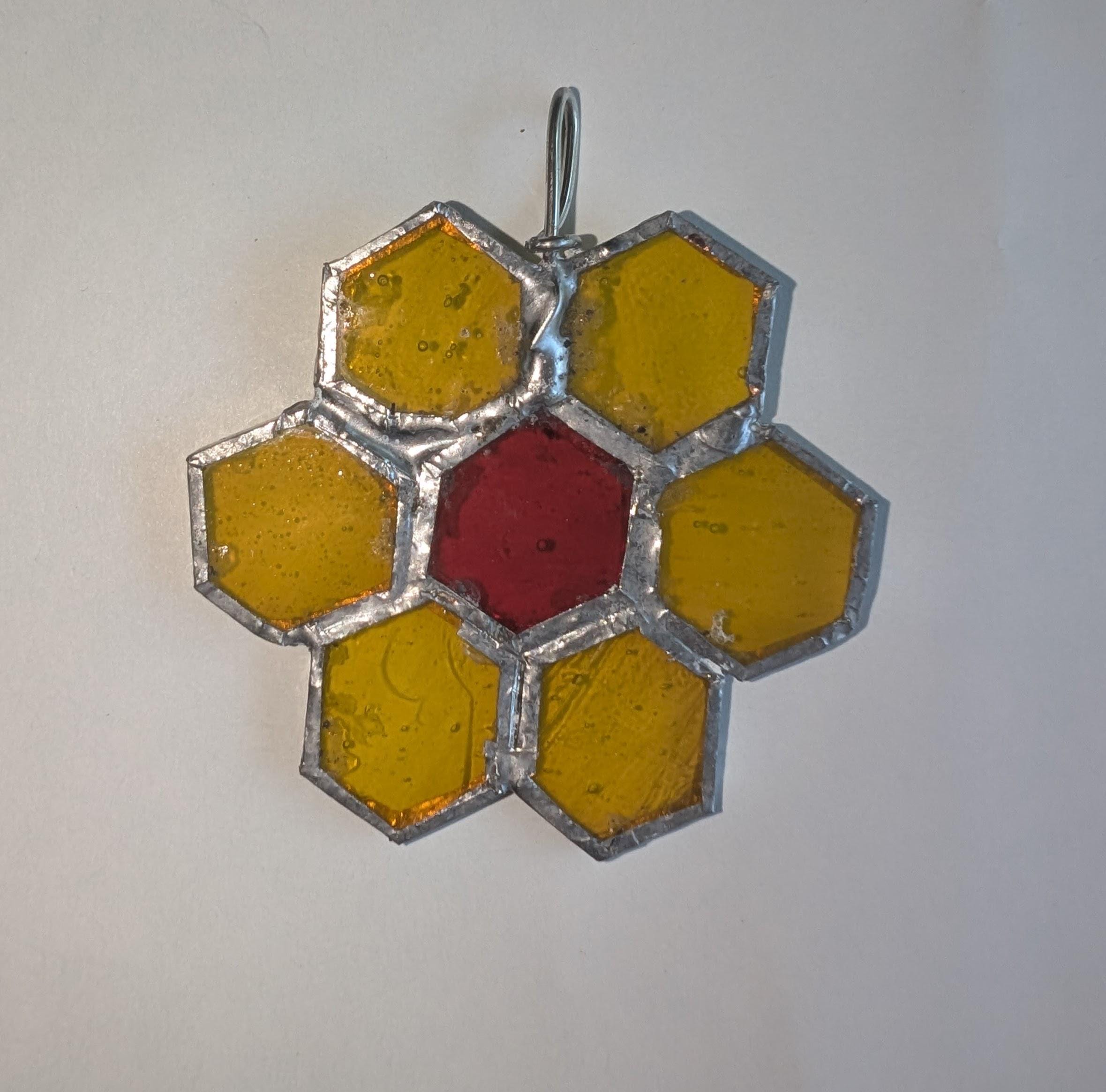 Small Stained Glass Flowers – Handmade Wall Hanging, Hexagon Glass ...