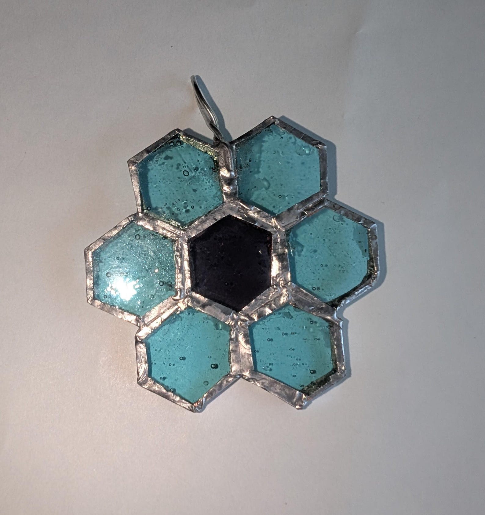 Small Stained Glass Flowers – Handmade Wall Hanging, Hexagon Glass ...