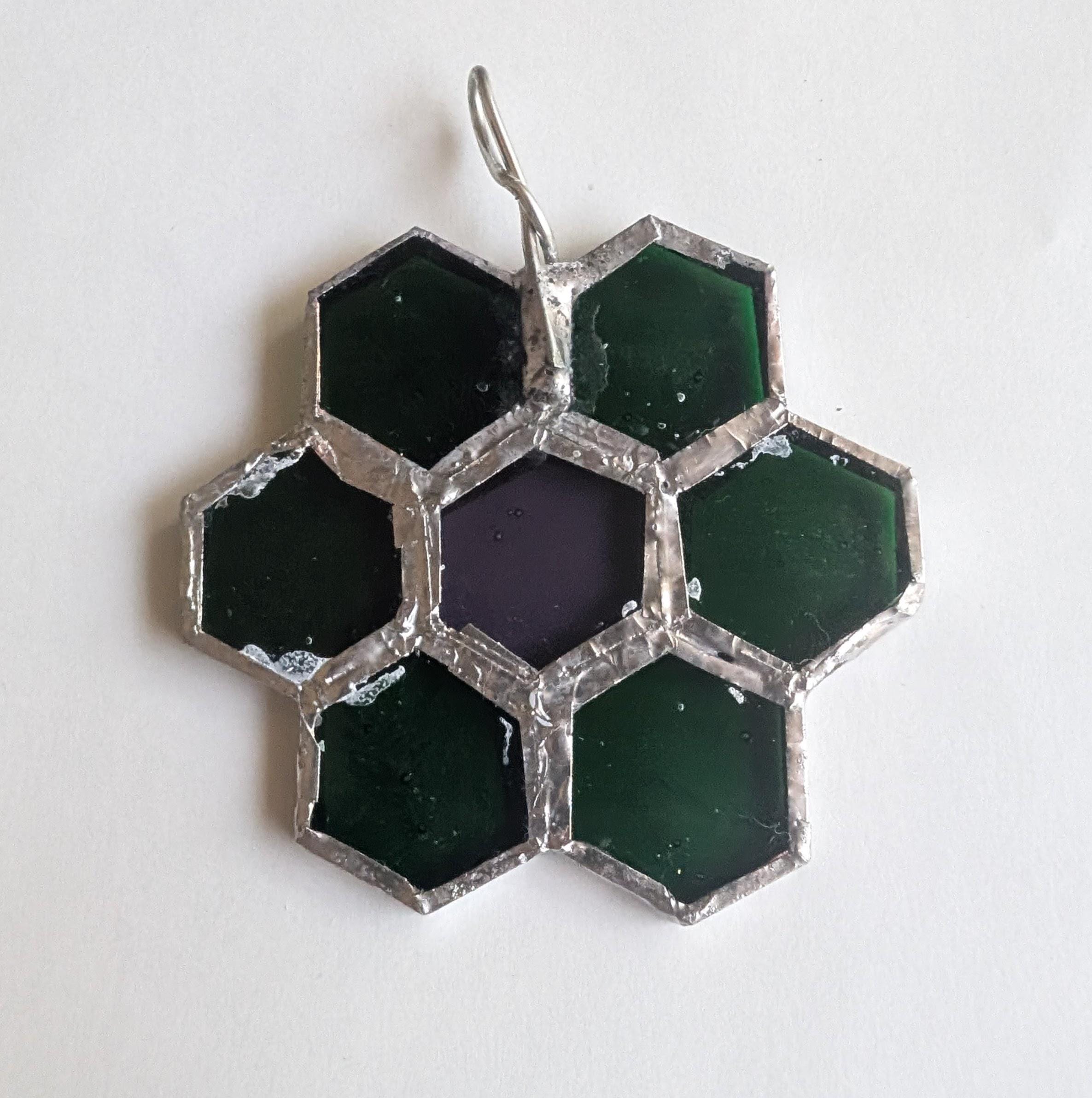 Small Stained Glass Flowers – Handmade Wall Hanging, Hexagon Glass ...