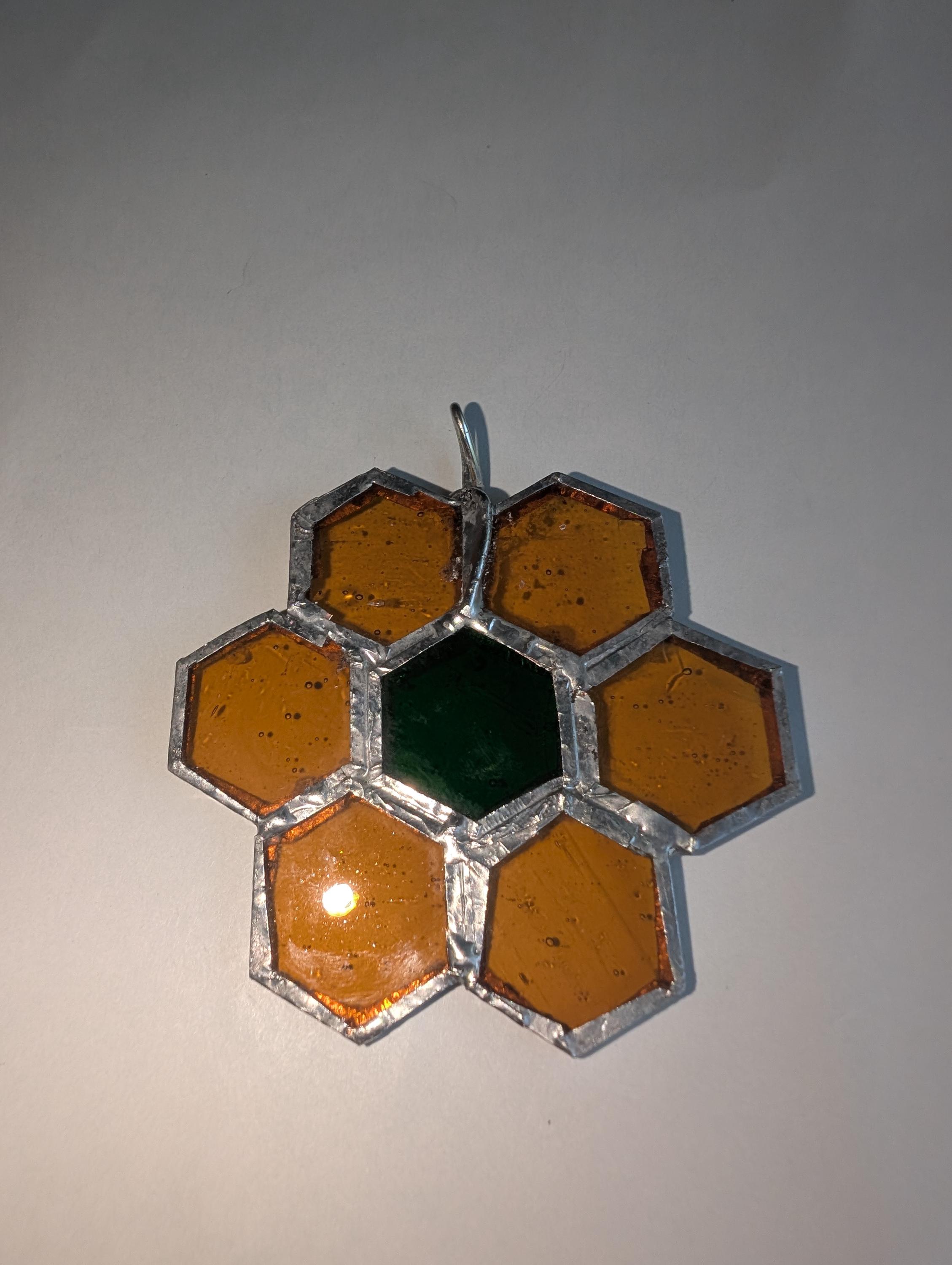 Small Stained Glass Flowers – Handmade Wall Hanging, Hexagon Glass ...