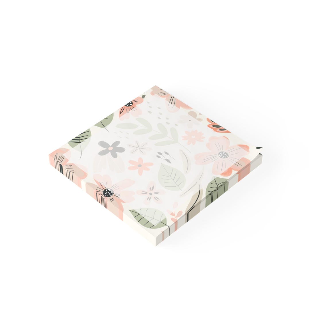 Whimsical Floral Post-it Notes 3x3 | Soft Blush Botanical Sticky Notes ...