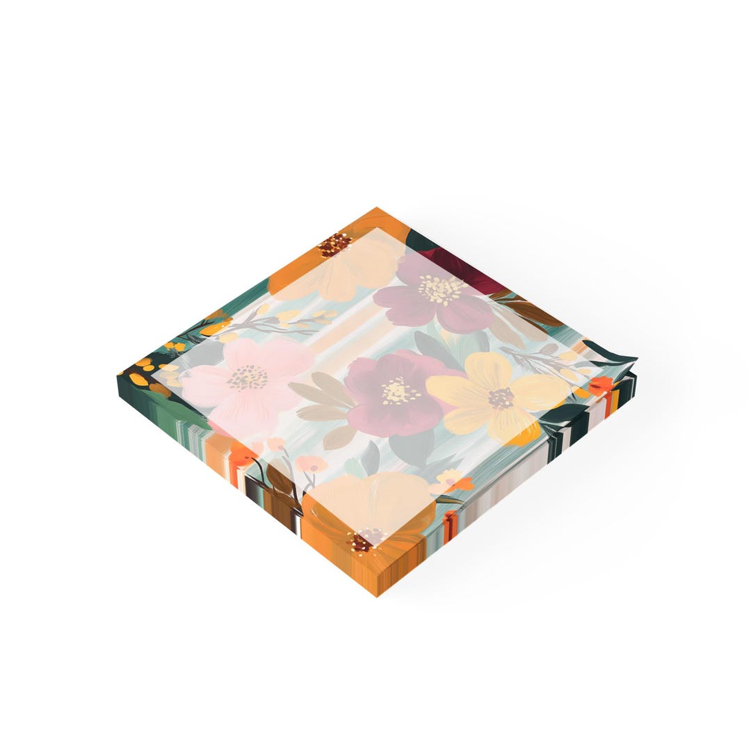 Striped Floral Post-it Notes 3x3 Custom Sticky Notes for Teachers and ...