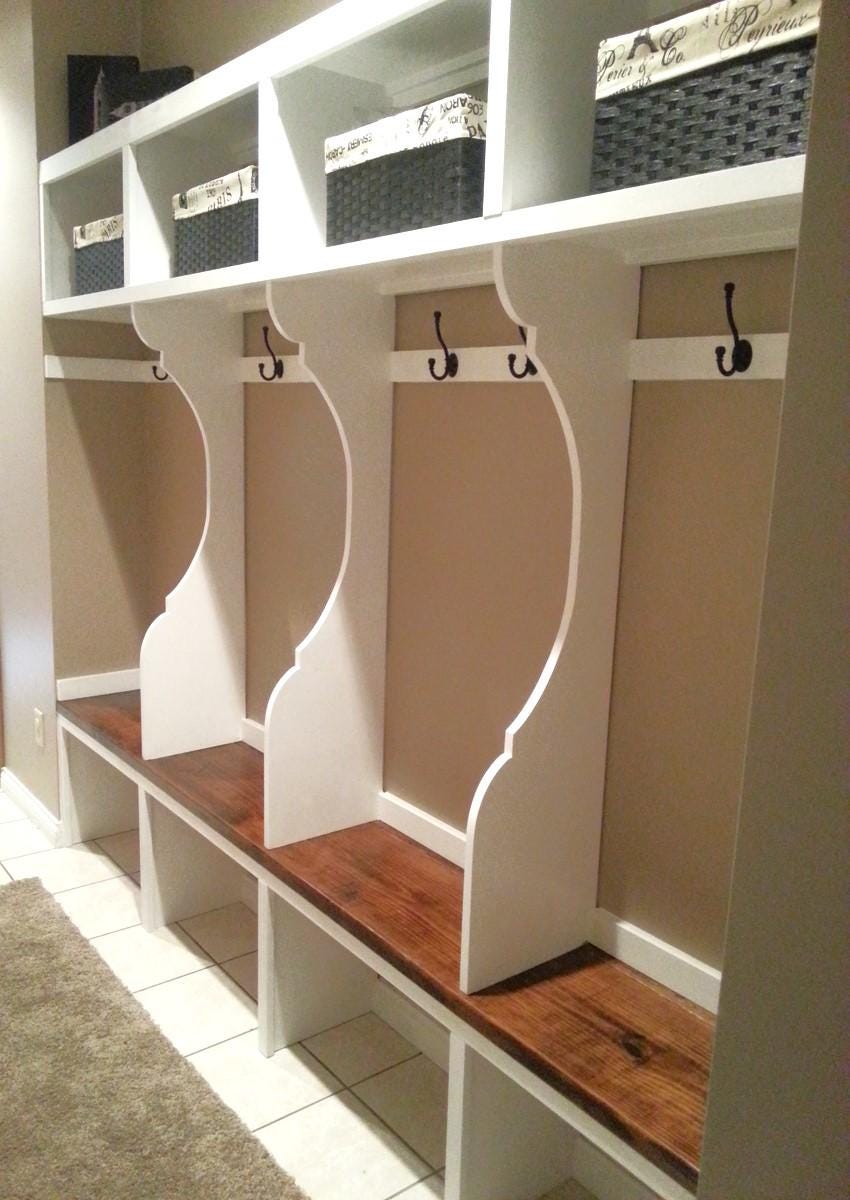 Mudroom Storage Plan, Wooden Storage Bench Build Plan, Hallway ...