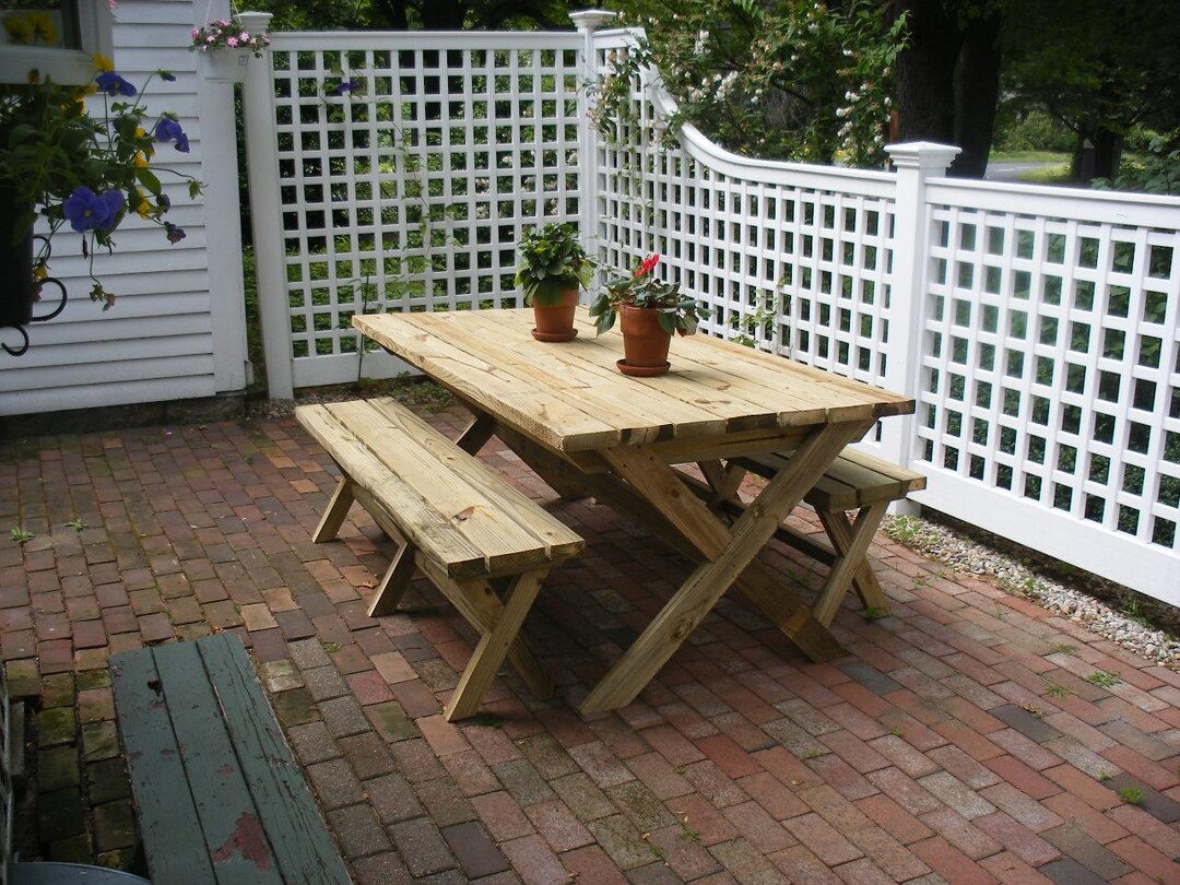 DIY Outdoor Table Benches Plans | Patio Set Woodworking PDF | Outdoor ...