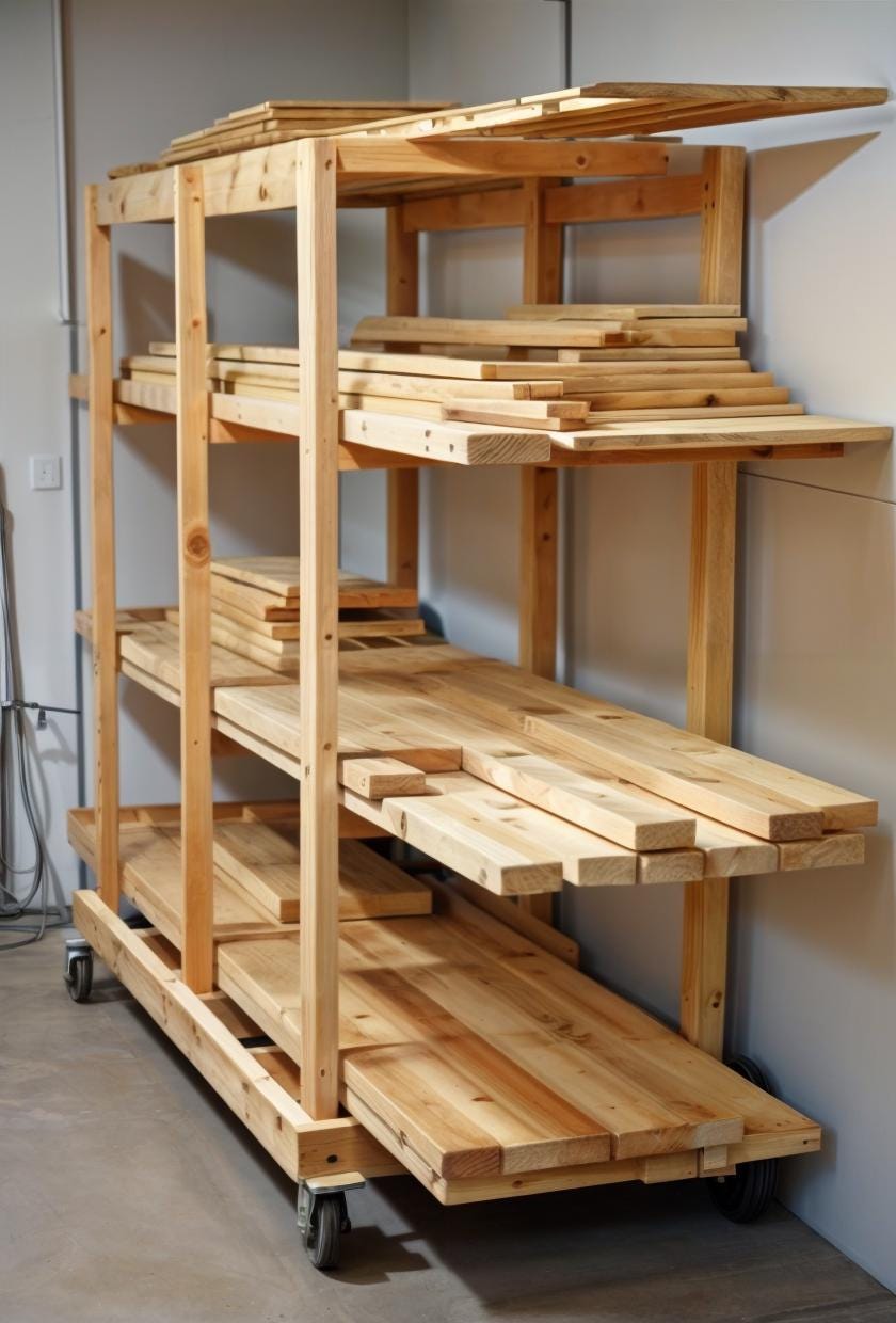 Rolling Lumber Storage Cart Plan: Garage Storage (digital Download) - Etsy